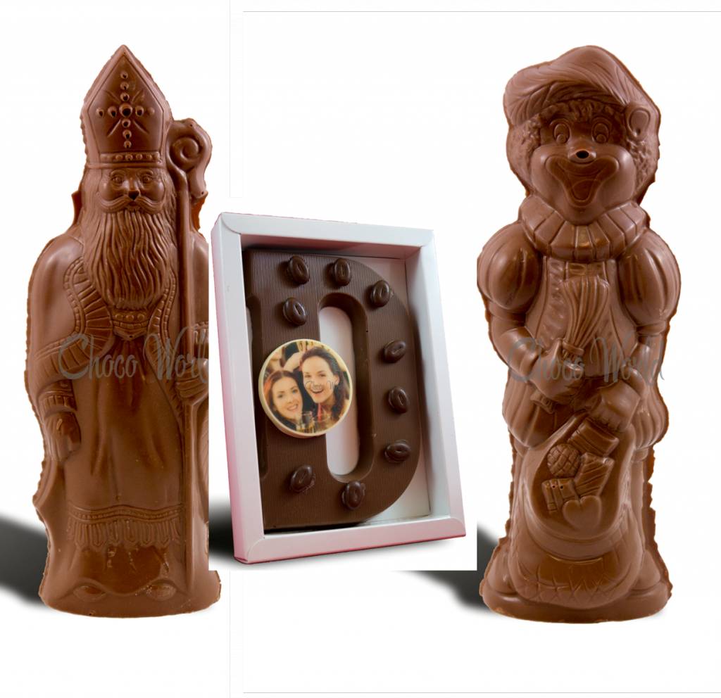 Chocolade sint piet & letter met foto - Choco-World.nl