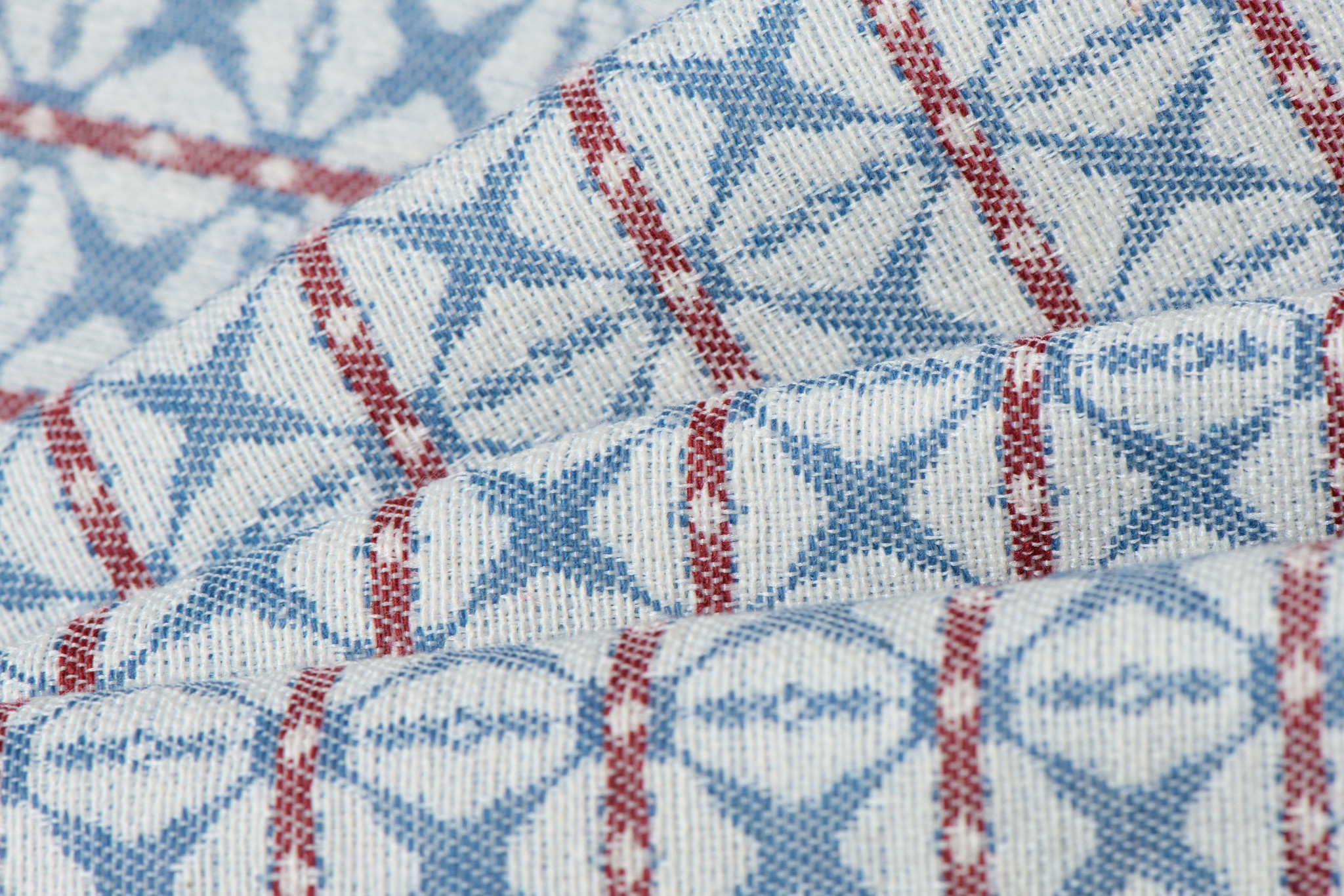 Gobelin Stof Abstract Blue / Red - Stoffen Online