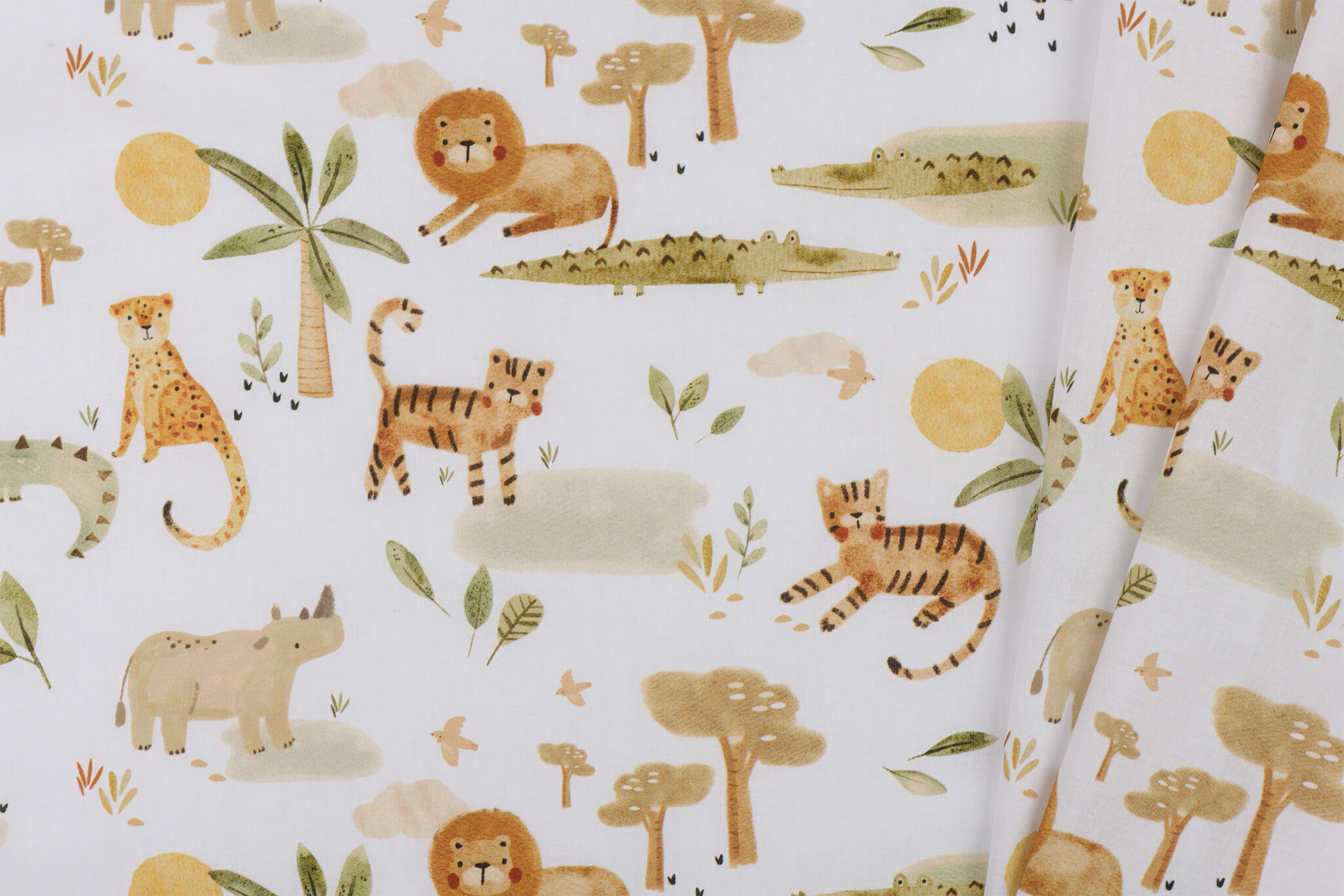 Poplin Katoen Stof Jungle Dieren - Voor Babyartikelen en Kinderkleding ...
