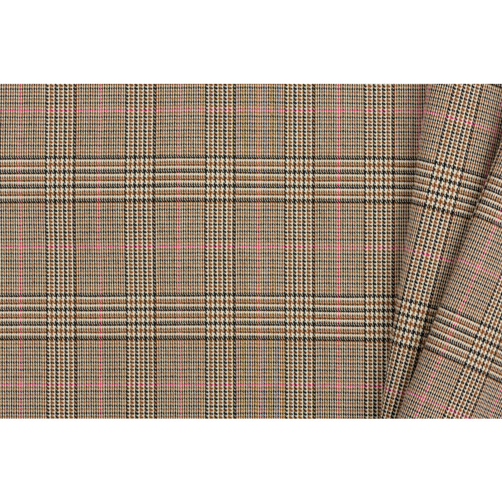 Schotse Ruit Stof Tartan Stretch - Camel Roze | Stoffen Online ...