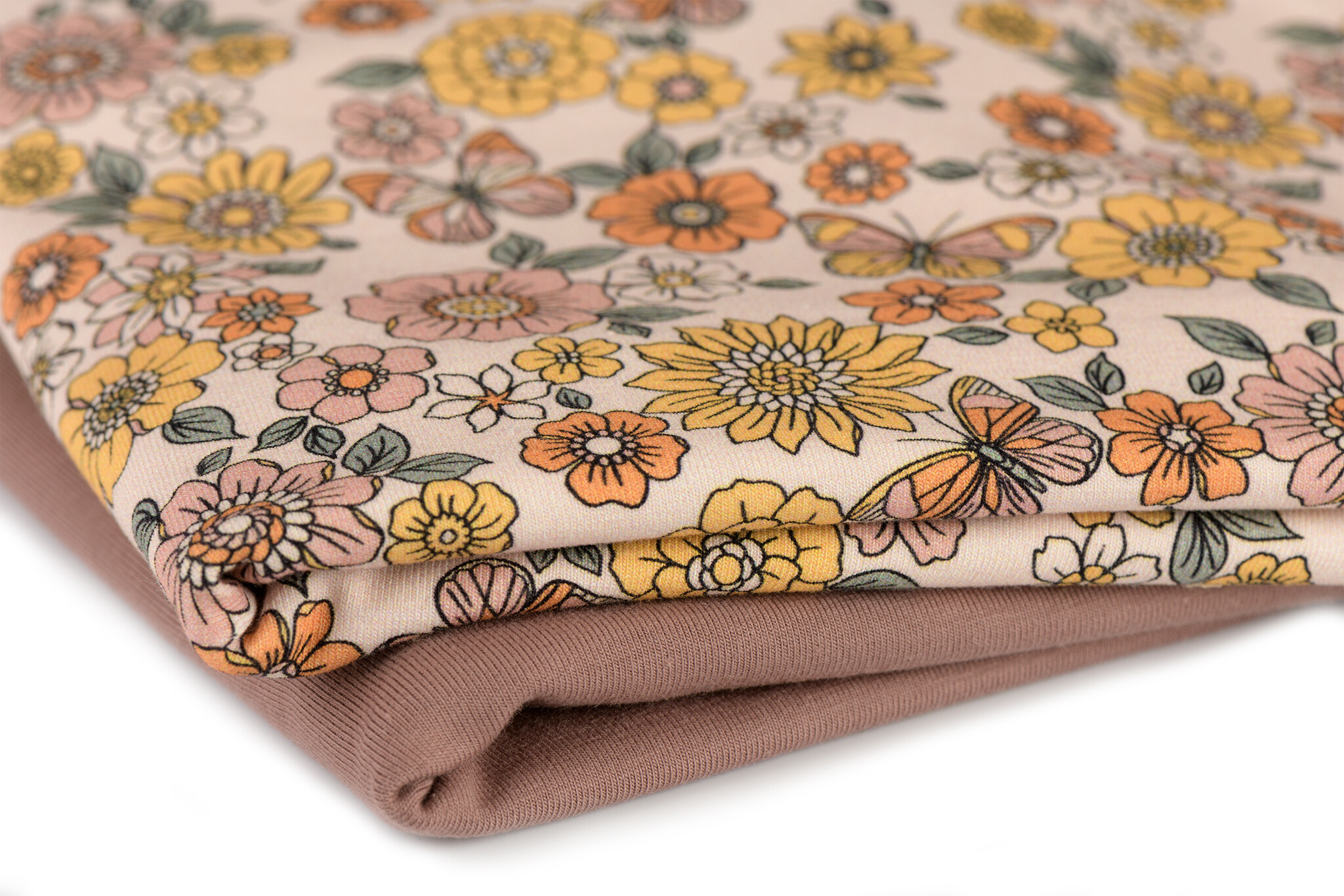 Jersey Katoen Pastel Vlinderbloem – Zacht & Rekbaar - Stoffen Online