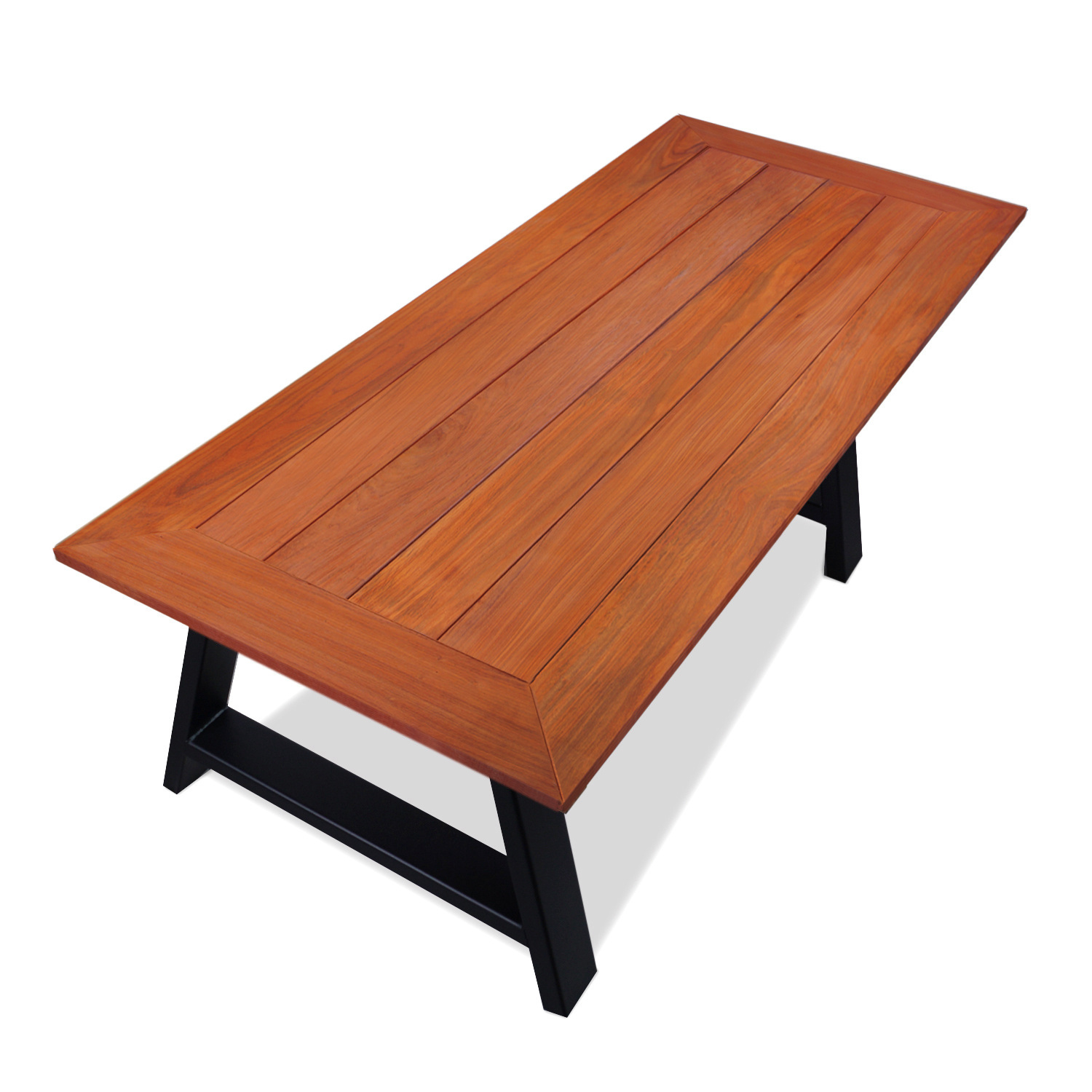 Een elegante padouk hardhout tuin / buiten tafel - 2,1 cm dik - HOUTvakman