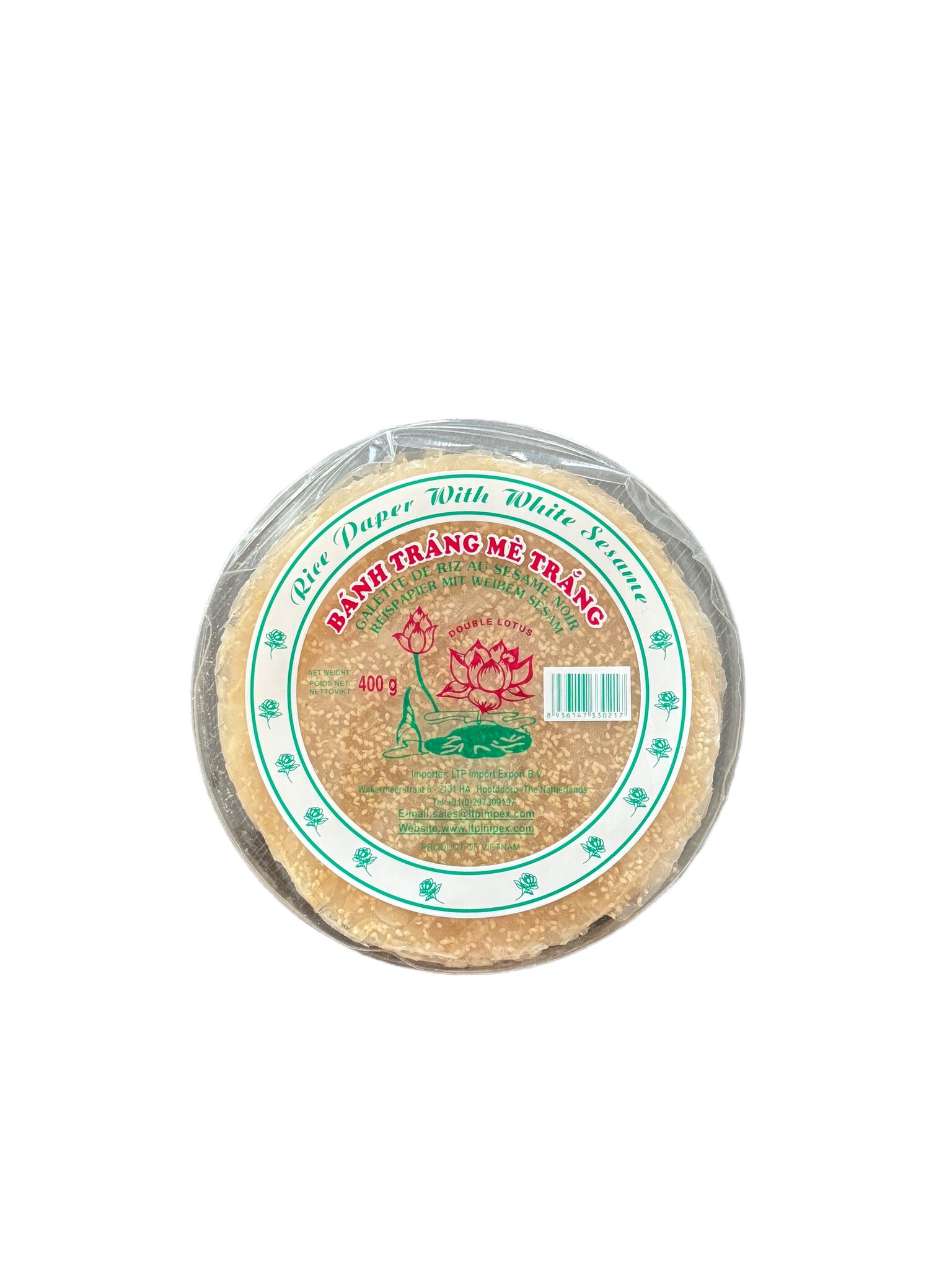 Double Lotus Rice Paper White Sesame, 400g - Tjin's Toko