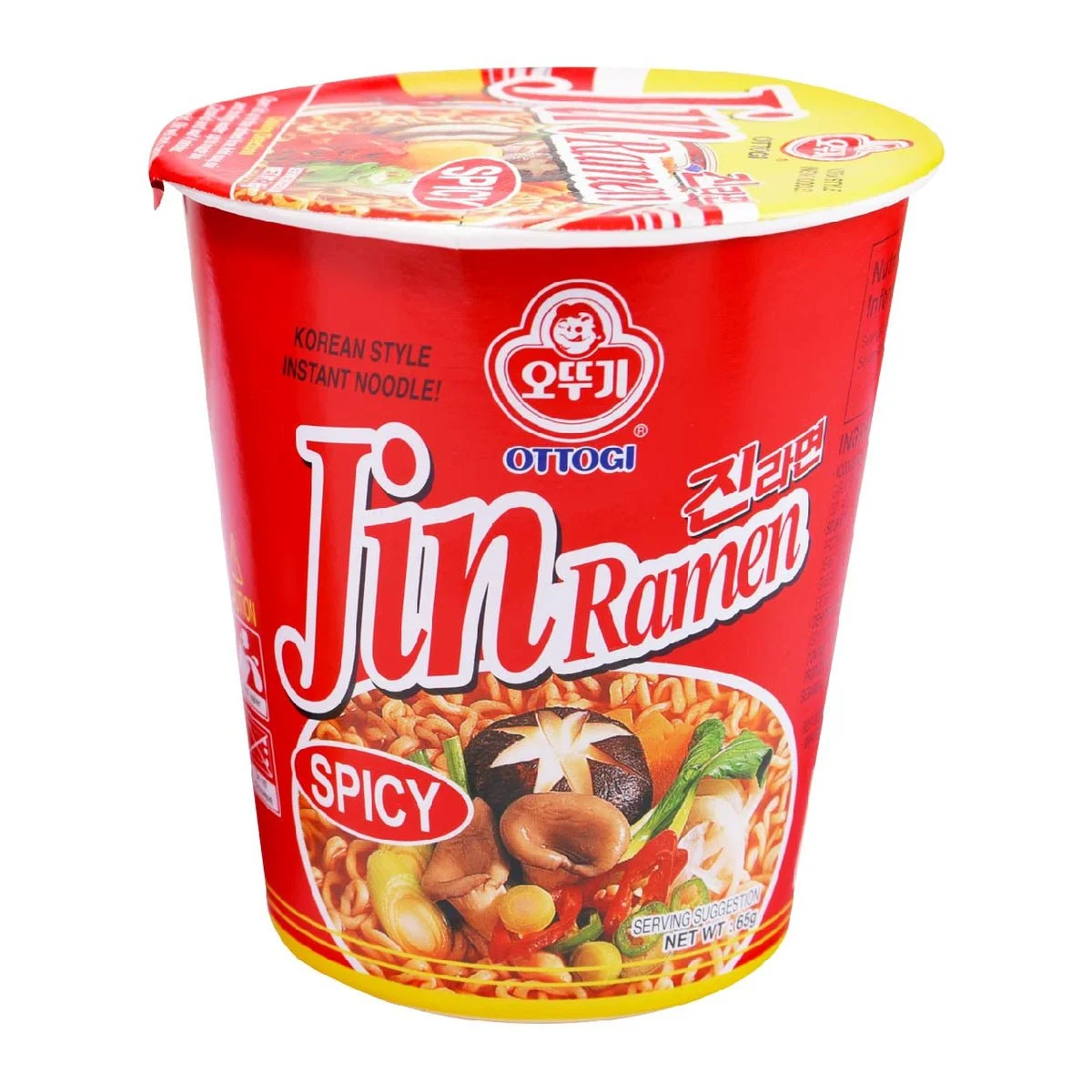 Ottogi Jin Ramen Spicy Cup, 65g - Tjin's Toko