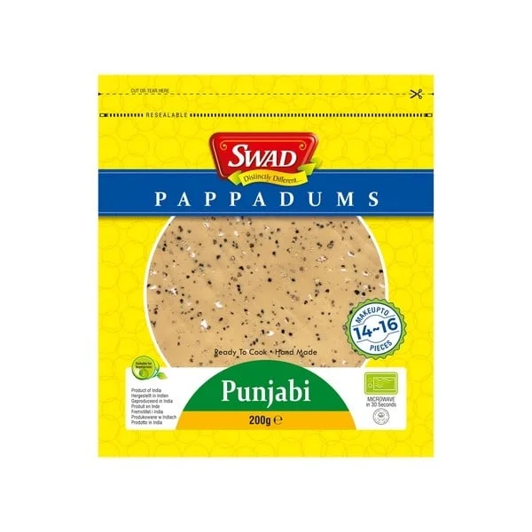 SWAD Pappadums Punjabi Black Pepper, 200g - Tjin's Toko