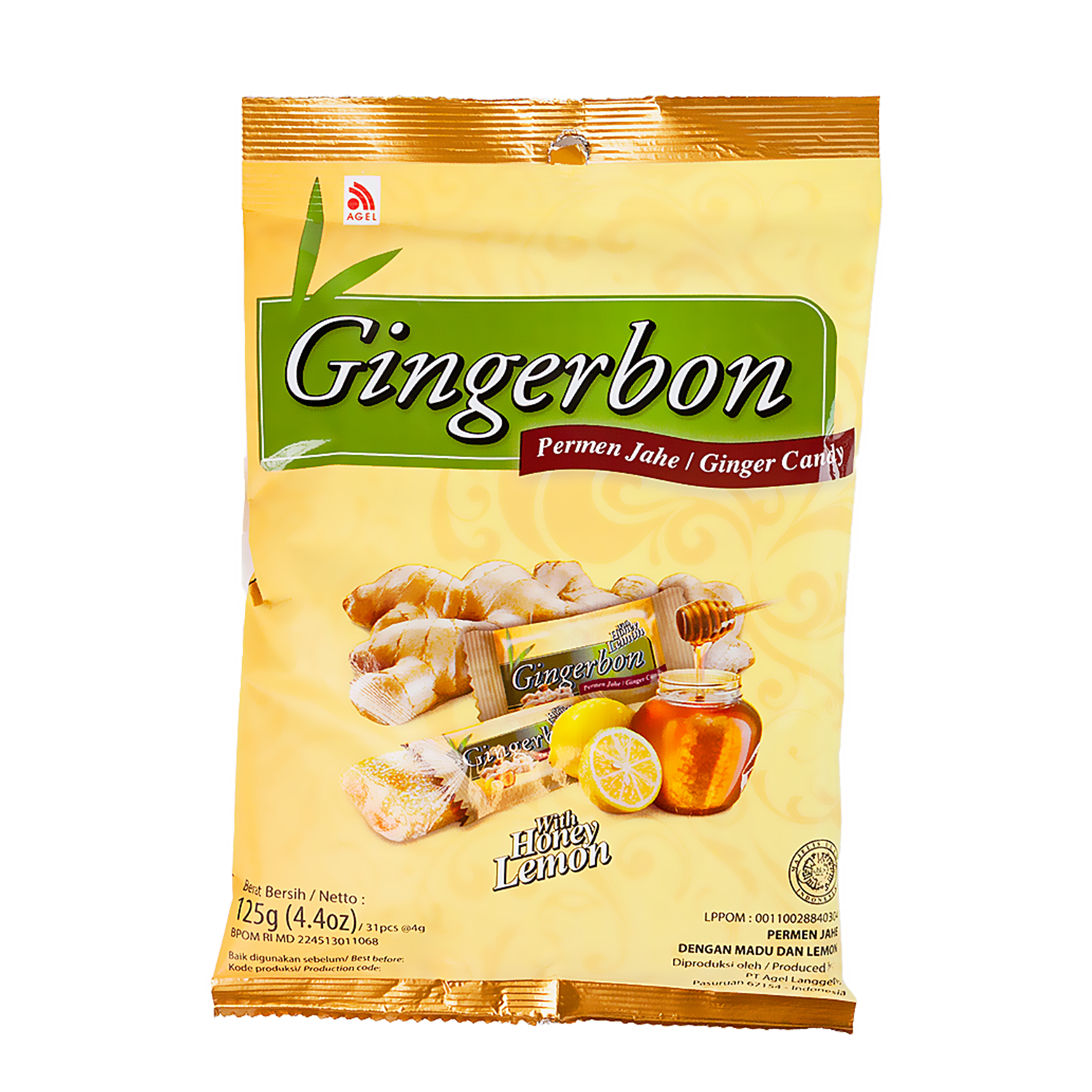 Gingerbon Ginger Candy With Honey Lemon, 100g - Tjin's Toko