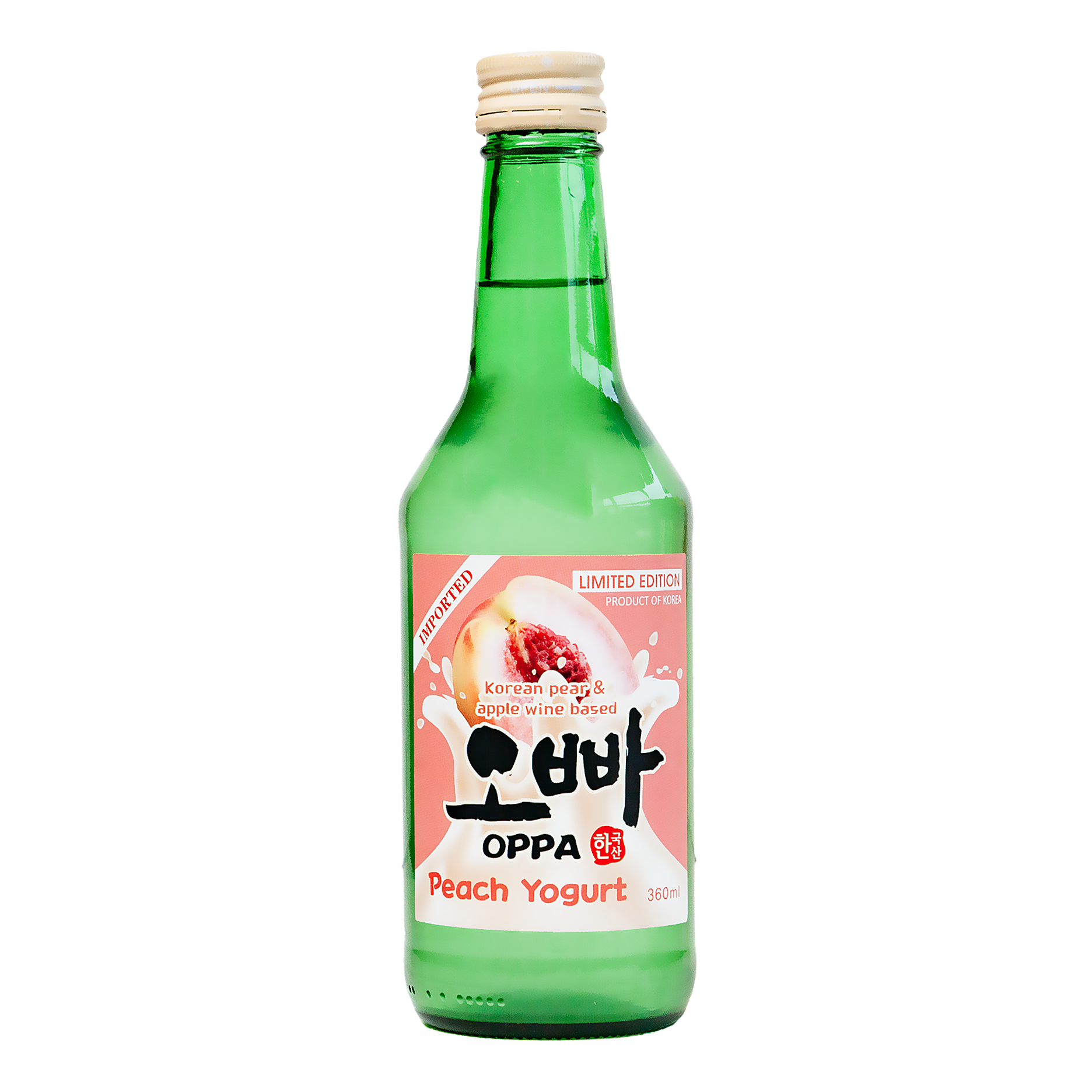 Oppa Peach Yoghurt Soju, 360ml - Tjin's Toko