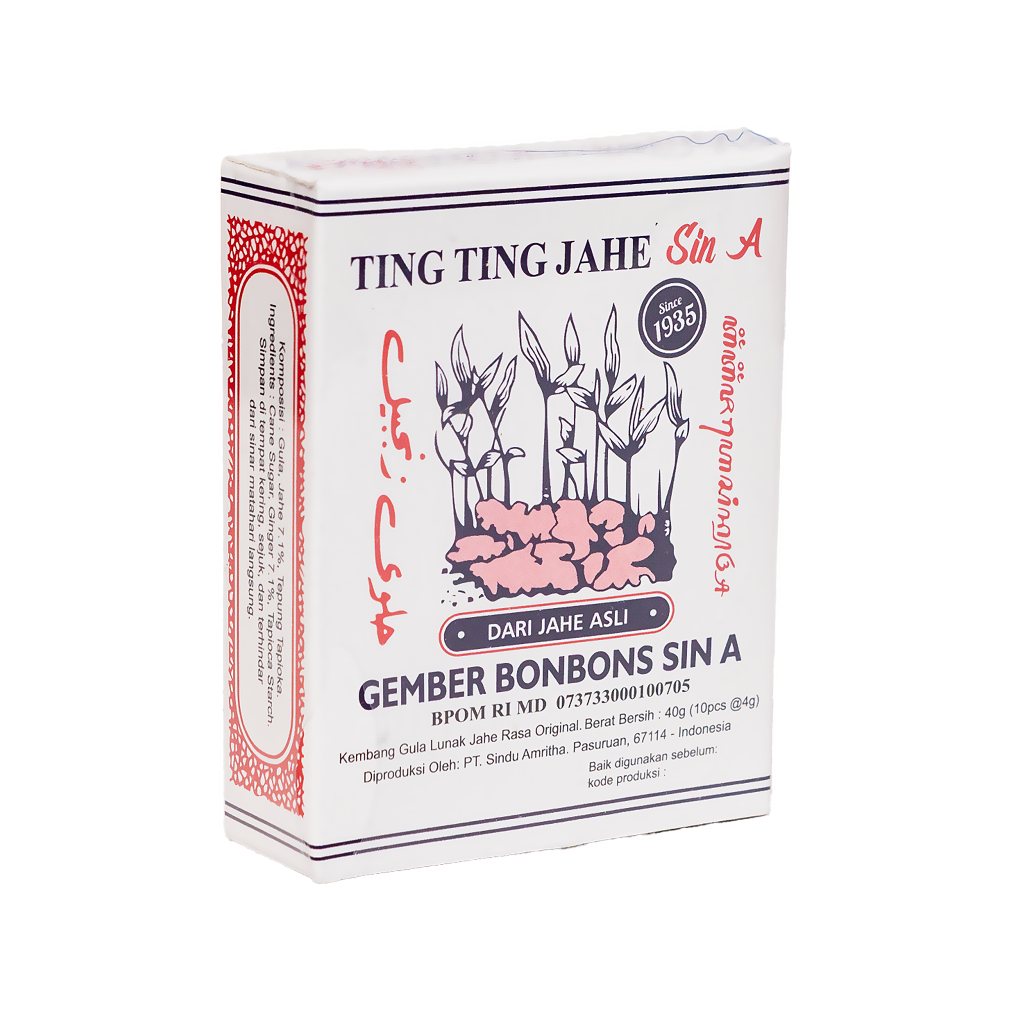 Sin-a Ting Ting Ginger candy, 40g - Tjin's Toko