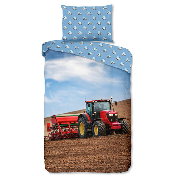 Dekbed Good Morning Rode tractor (flanel) - T-Toys