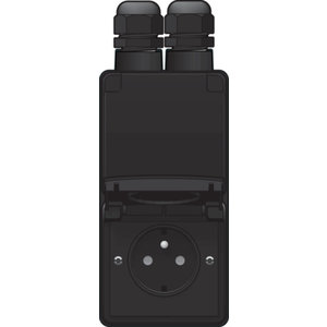 Niko Waterbestendig dubbel stopcontact verticaal Zwart Niko 761-37730 ...