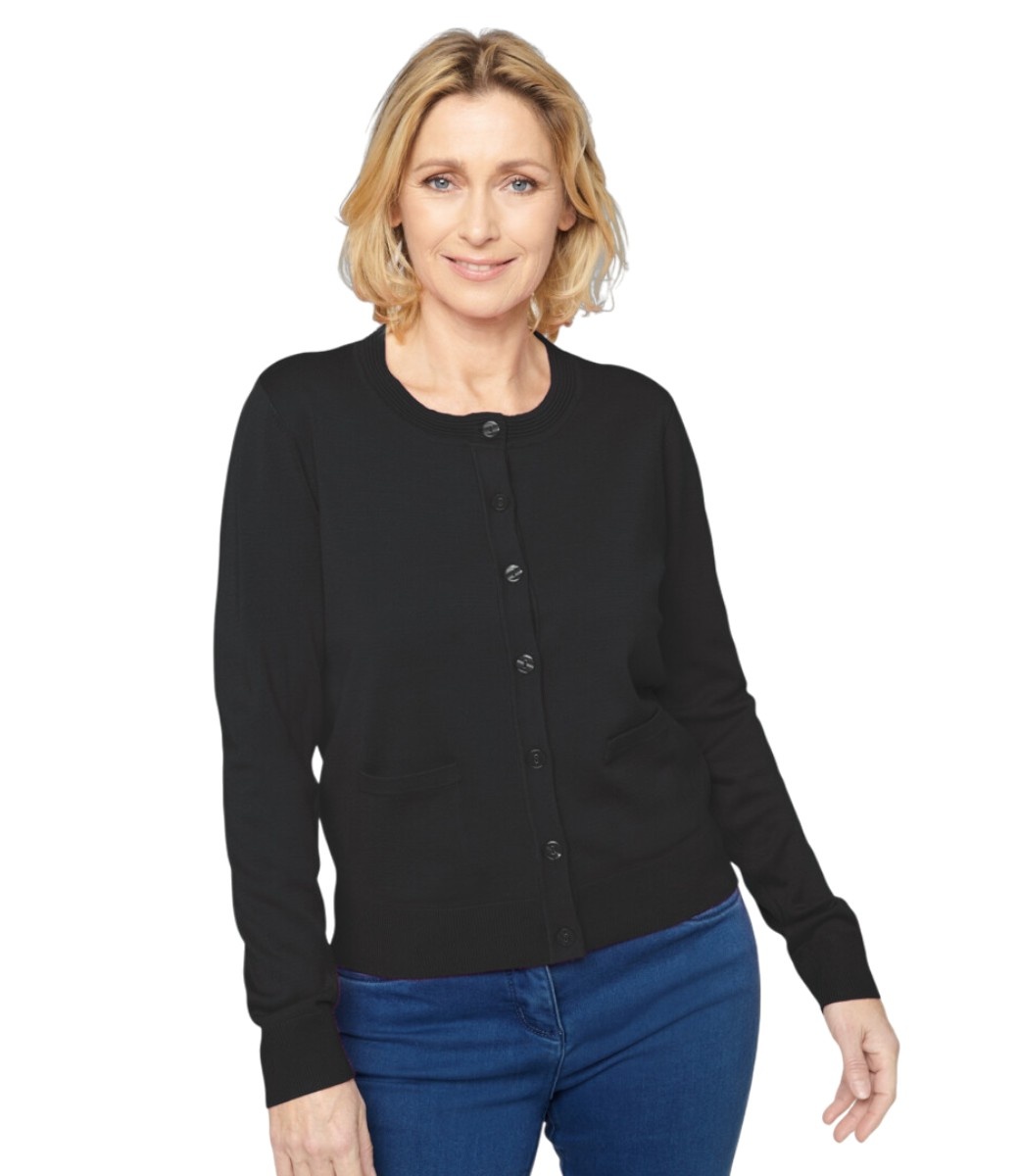 Brandtex. | Dames vest met zakjes en knopen effen | Zwart - Blauw mode