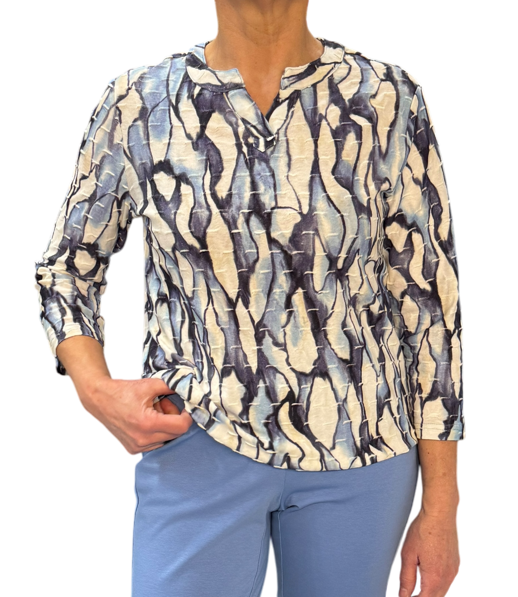 Signature | Dames blouson marmer print | Blauw - Blauw mode