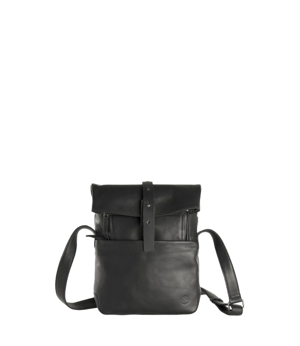 Harold's Lederwaren | Stoere zwarte leren schoudertas "Mount Ivy ...