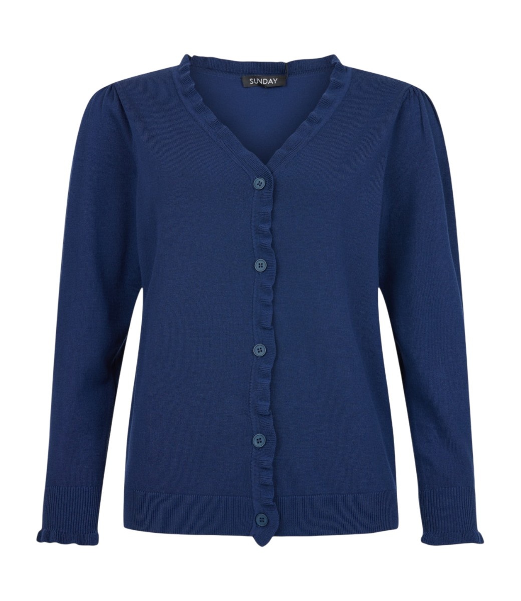 Sunday | Chique dames vest Frill met roesel-accenten marine | S–XXL ...