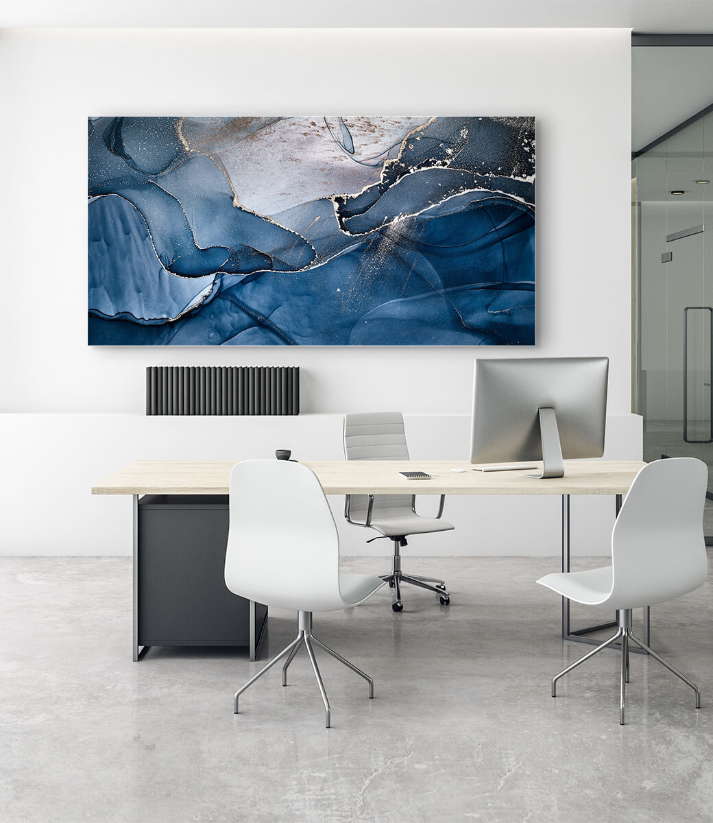 Akustikbilder "Blue marble texure" im elegantem Aluminiumrahmen ...