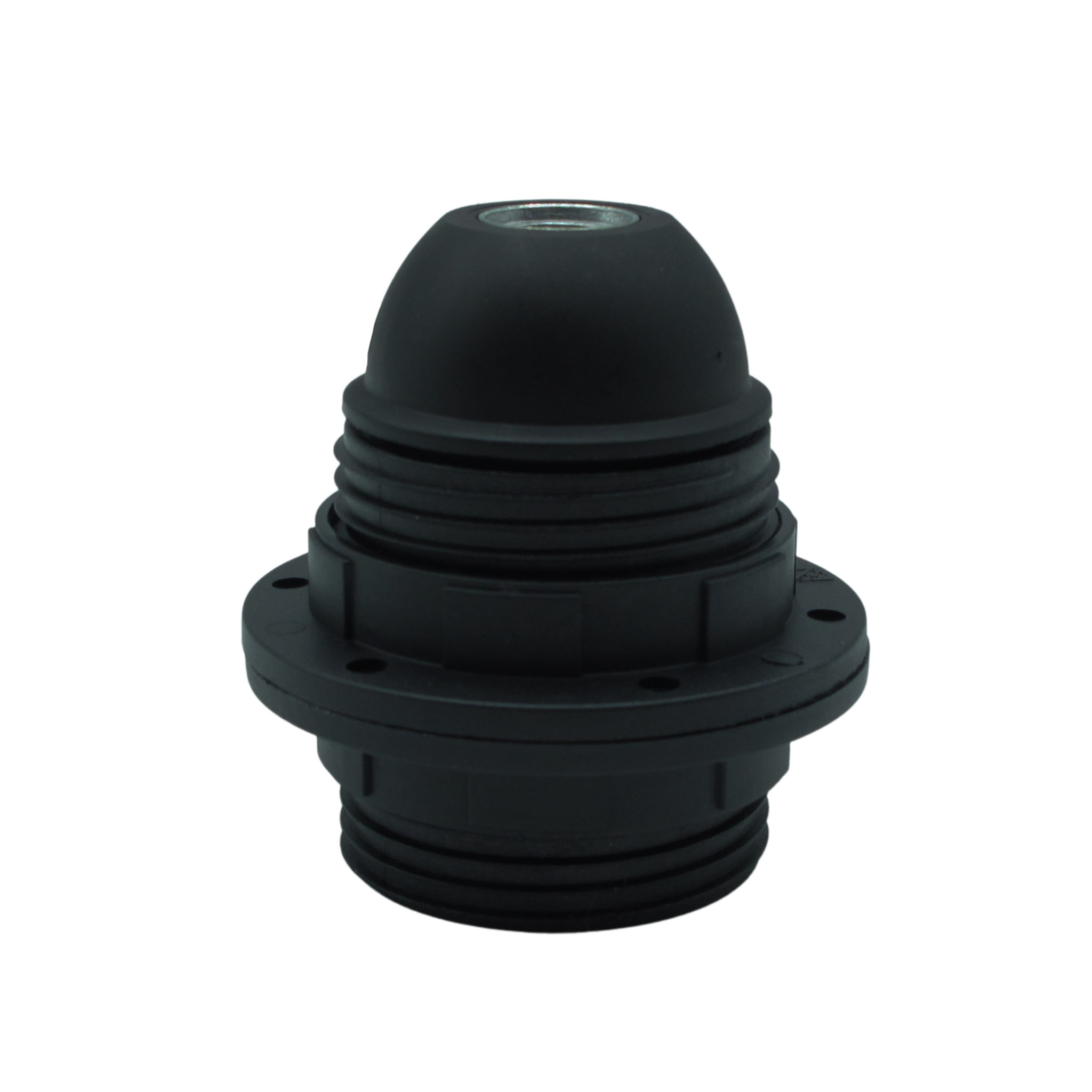 Plastic Lamp Holder with two screw rings and male thread - Black (E27 ...