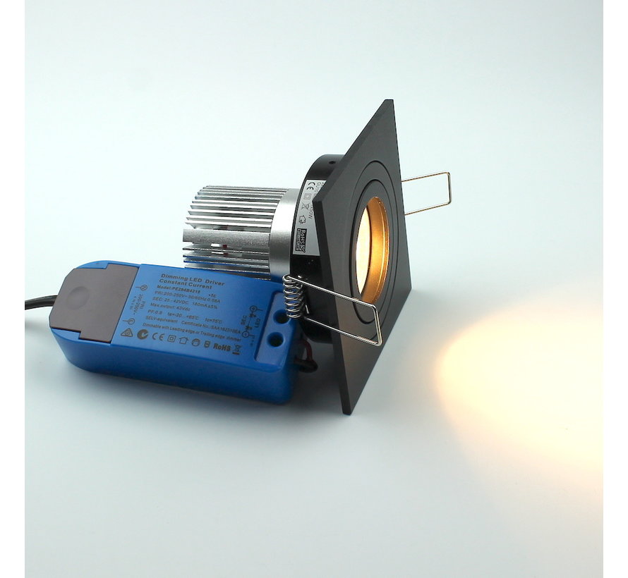 Square LED downlight black 8w IP65 | R&M Lighting - R&M Lighting