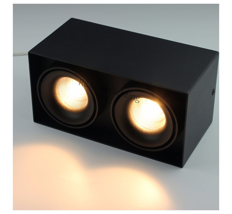 LED surface mounted spot Caja 2-light black 2x9w 2700k dimmable - R&M ...