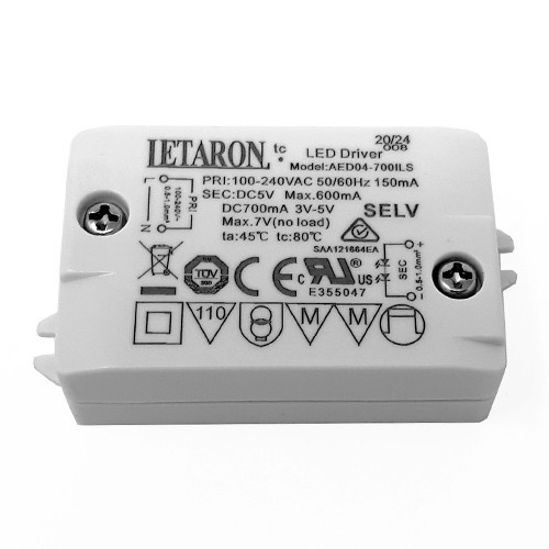 Led driver CV CC AED04-700ILS 5Vdc 700mA 3,5W - R&M Verlichting