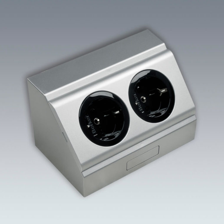 Double socket grounded for corner mounting - R&M Lighting