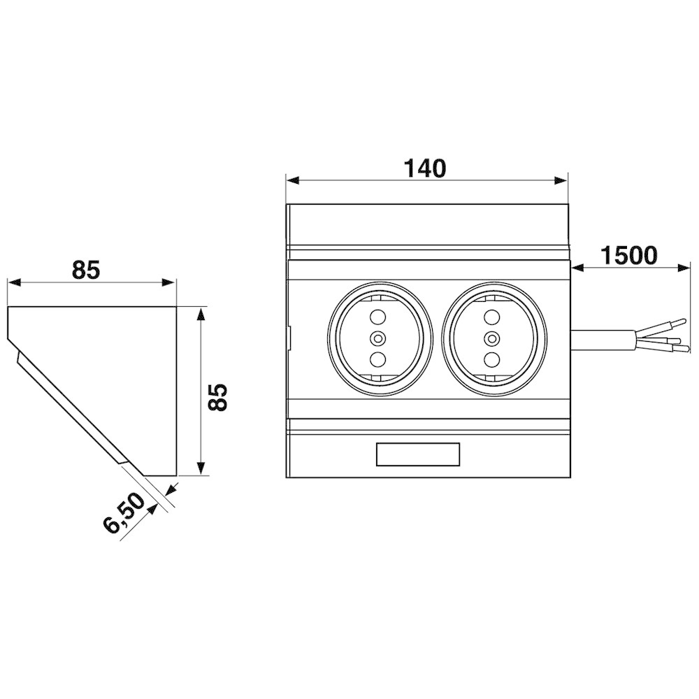Double socket grounded for corner mounting - R&M Lighting