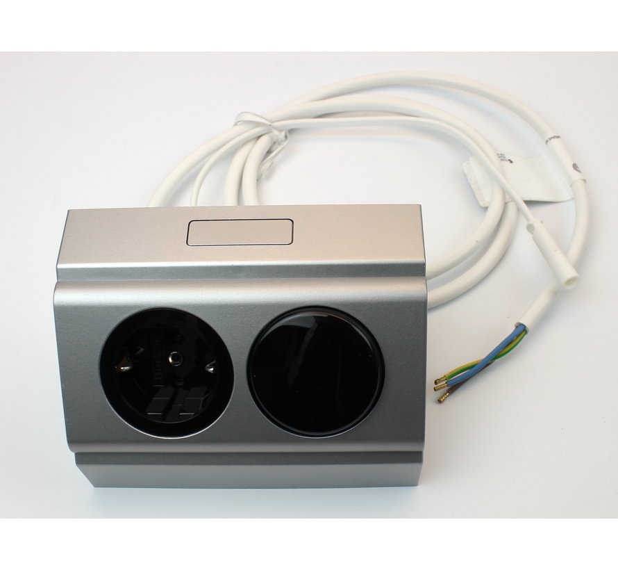 Switch with socket grounded for corner mounting alu - R&M Lighting