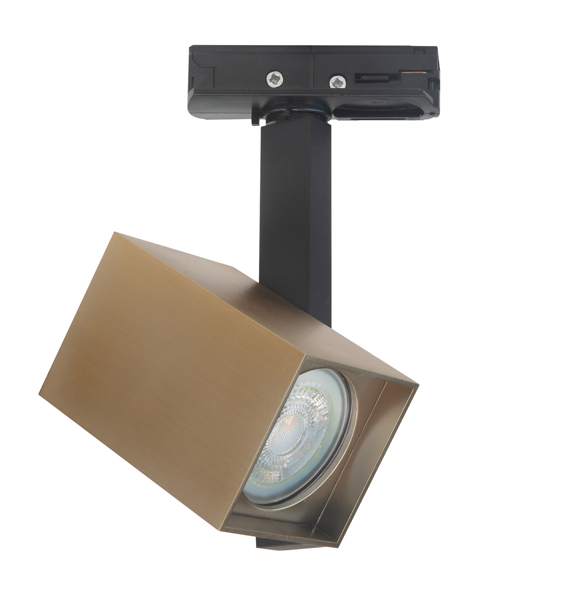 1 Phase rail spot GU10 square matt gold with black - R&M Lighting