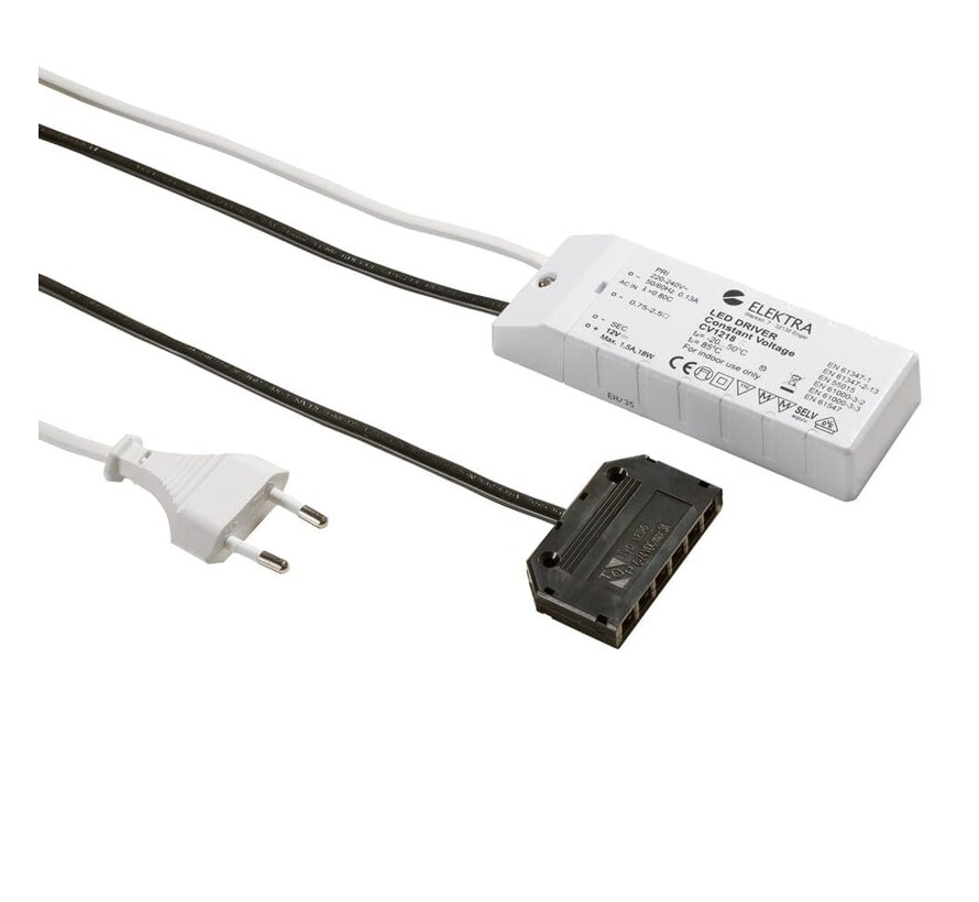 LED power supply 12Volt set with distributor 6fold 18Watt - R&M Lighting