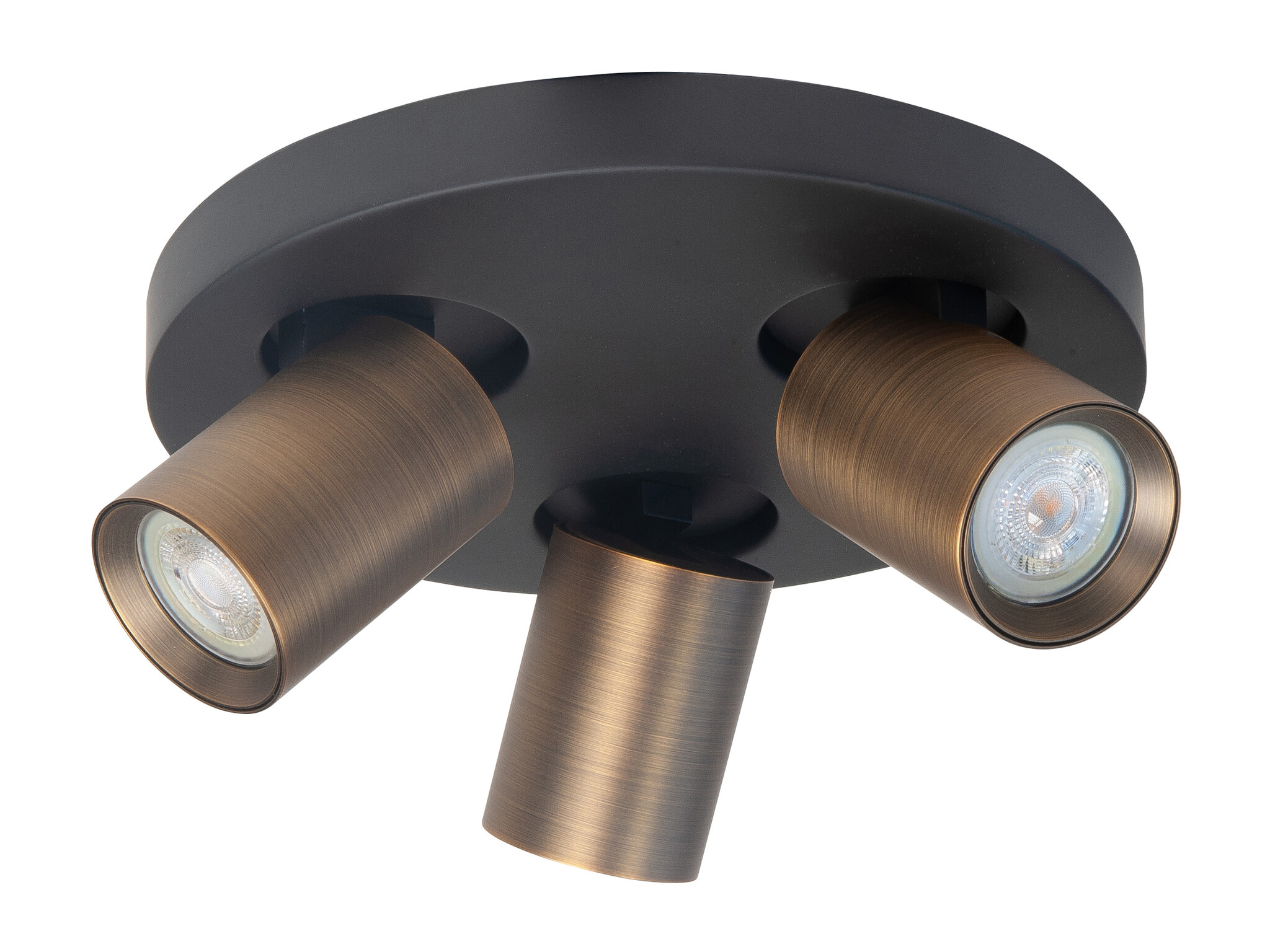 Spot Oliver 3 light round bronze and black GU10 LED - R&M Lighting