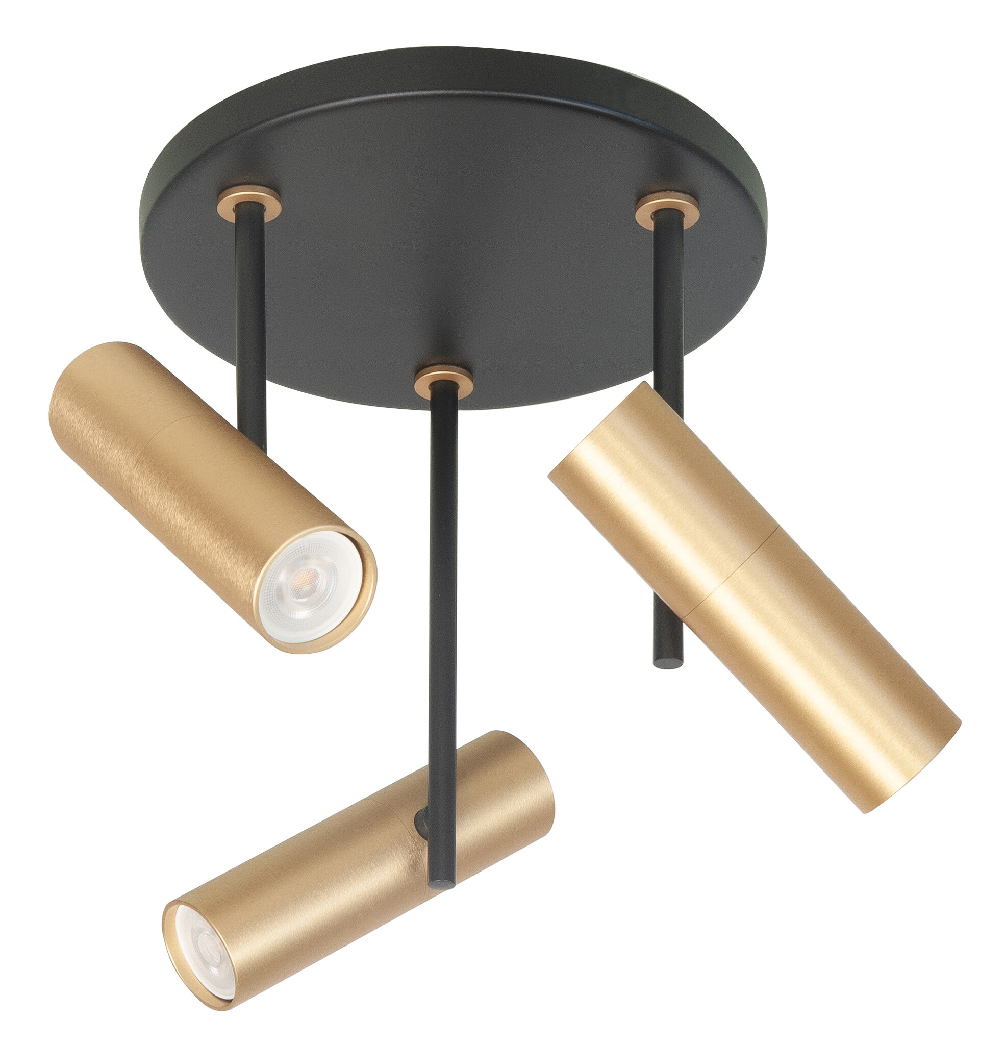 Mini GU10 LED Spot, Black/Gold, Adjustable, 3Light - R&M Lighting