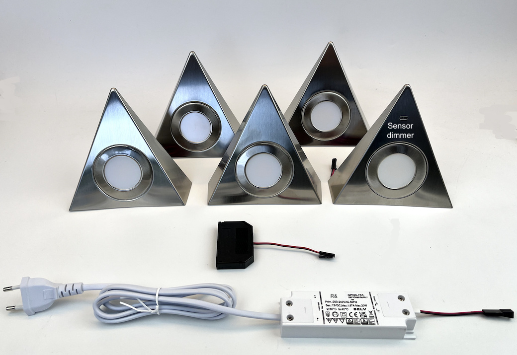 Set of Triangular Kitchen LED Spotlights with Infrared Dimmer – Sets of ...