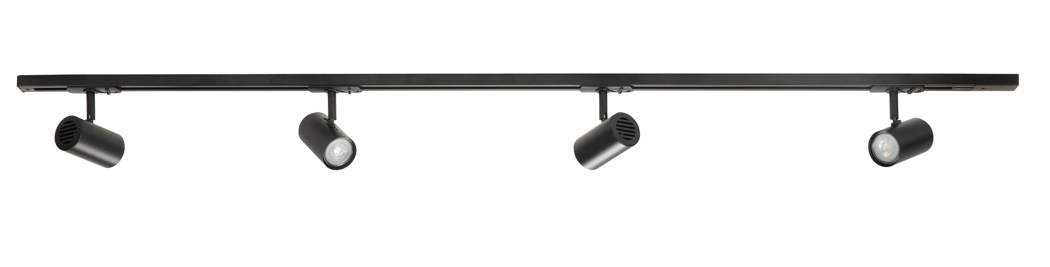 Set 1-phase track system 150cm with 4 cylinder spotlights GU10 black ...