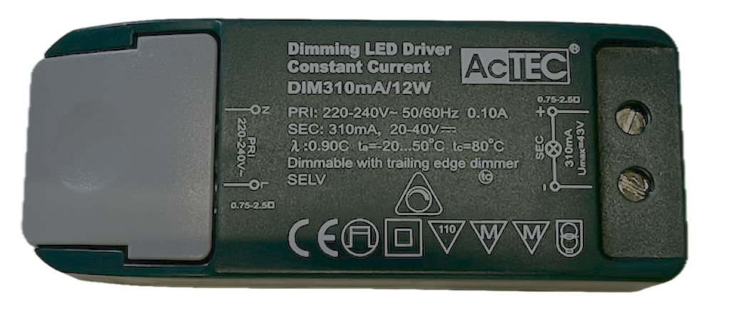 AcTec DIM310mA/12W LED Driver – 310mA Constant Current, Dimmable - R&M ...