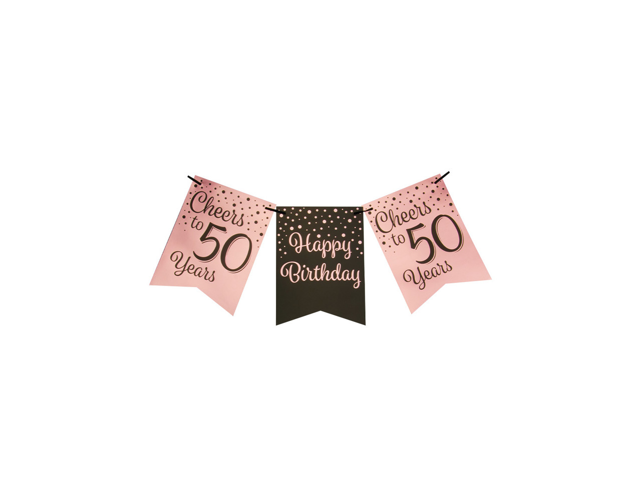 Banner 50 Jaar Roze Zwart 6m - Partywinkel