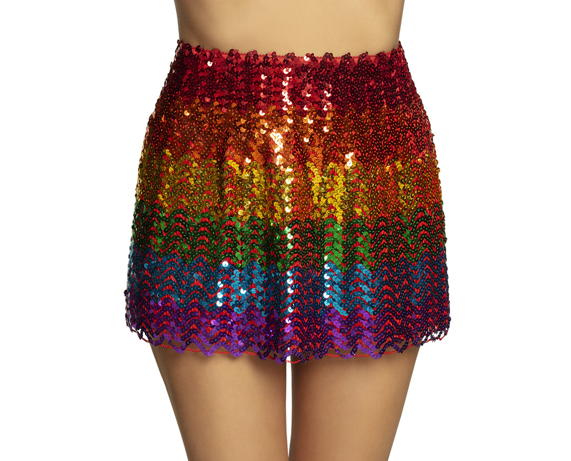 Minirokje Pailletten Meerkleurig M - Partywinkel