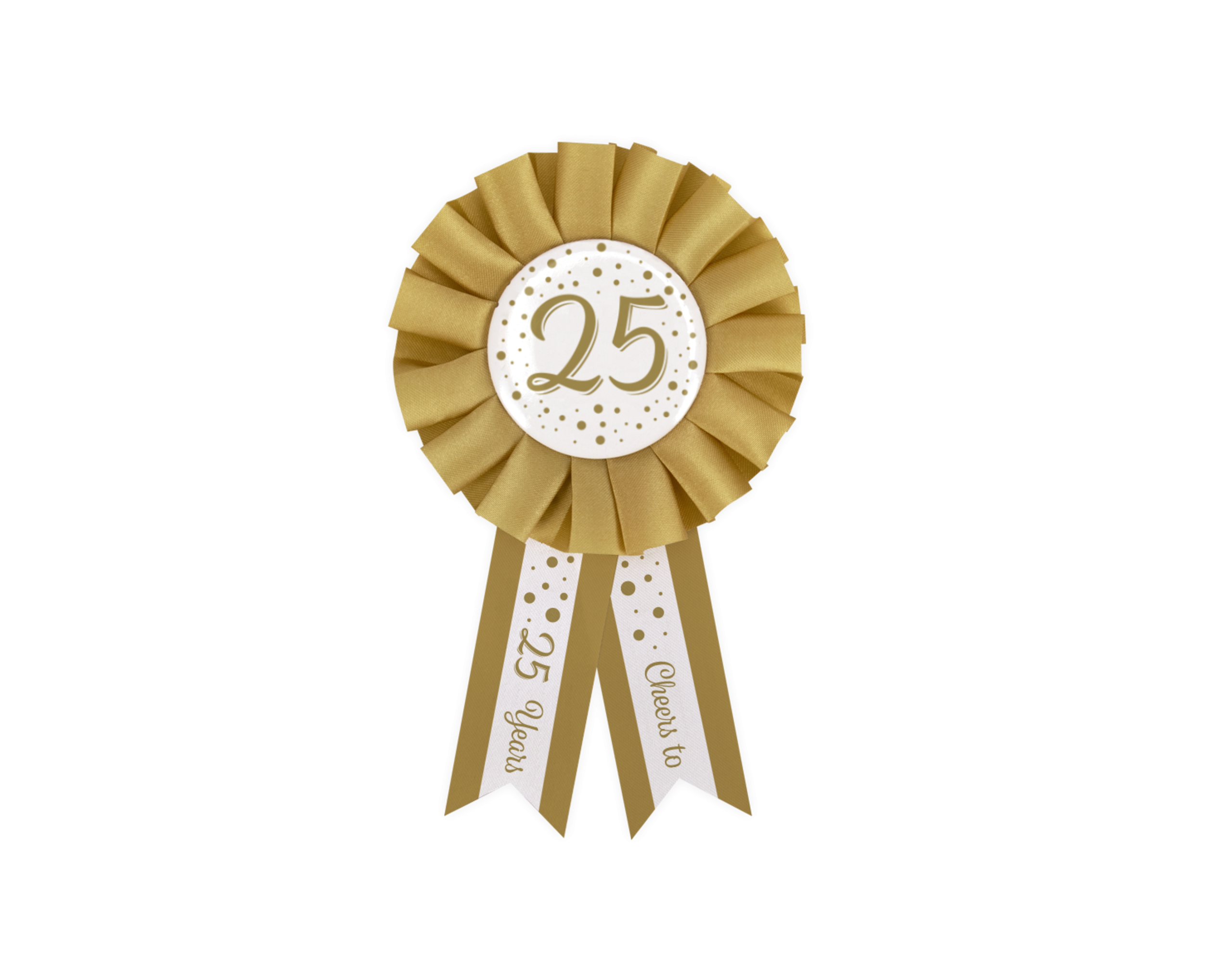 Rozet 25 Jaar Goud Wit 14cm - Partywinkel
