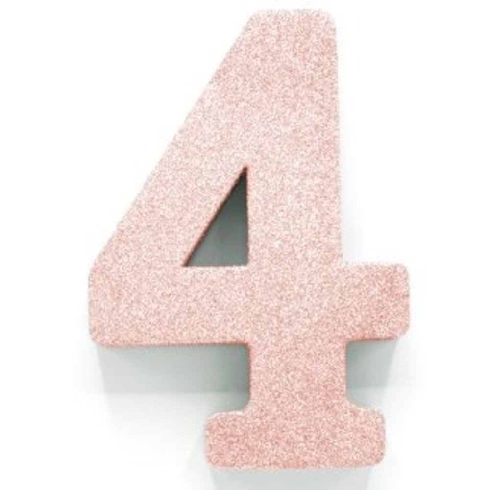 Rose Goud Tafeldecoratie Cijfer 4 Glitter 20,5cm - Partywinkel