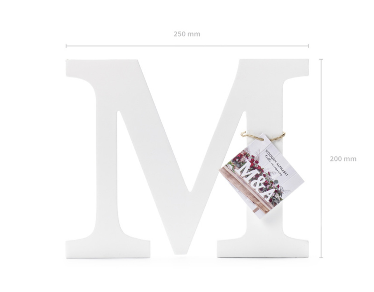 Witte Letter M Hout 25cm - Partywinkel
