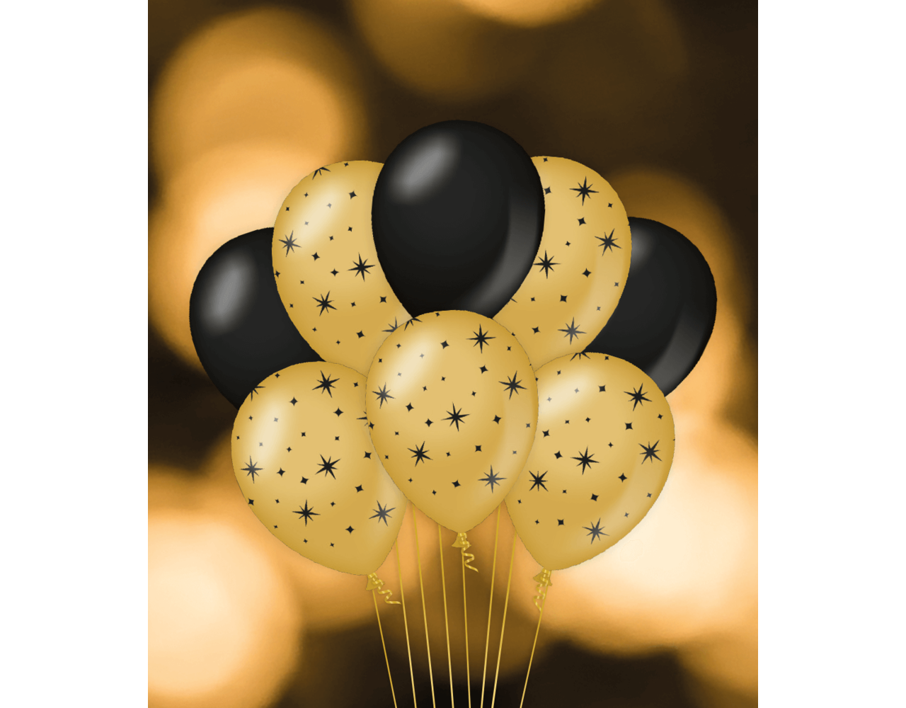 Goud Zwarte Ballonnen Sterren 30cm 6st - Partywinkel