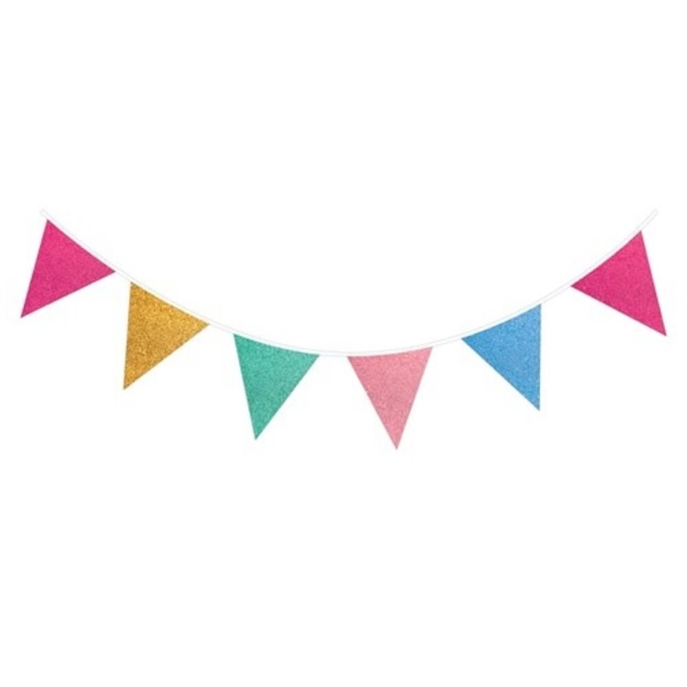 Gekleurde Slingers Glitter 6m - Partywinkel