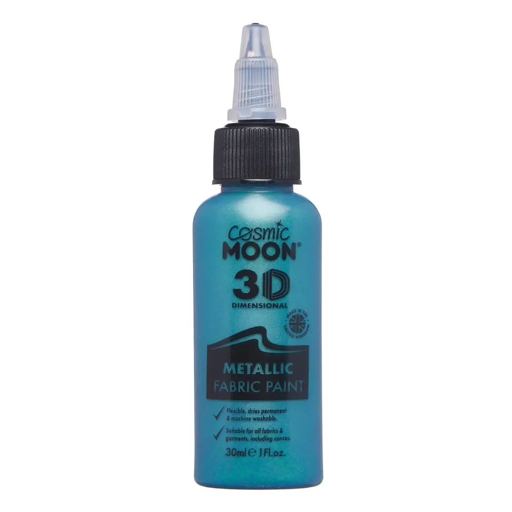 Cosmic Moon Metallic Fabric Paint Green 30ml - Partywinkel