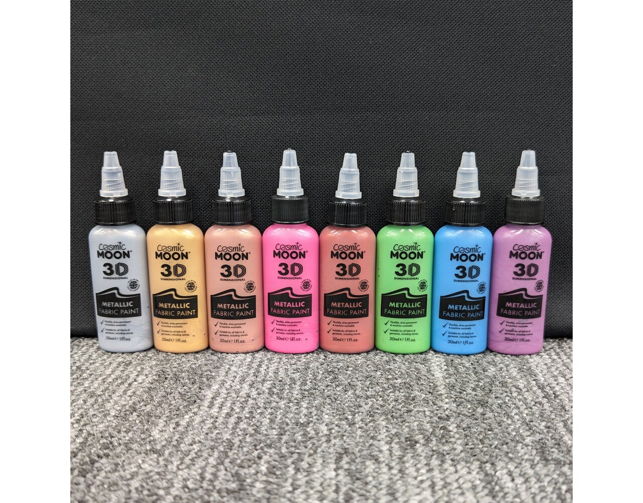 Cosmic Moon Metallic Fabric Paint Green 30ml - Partywinkel