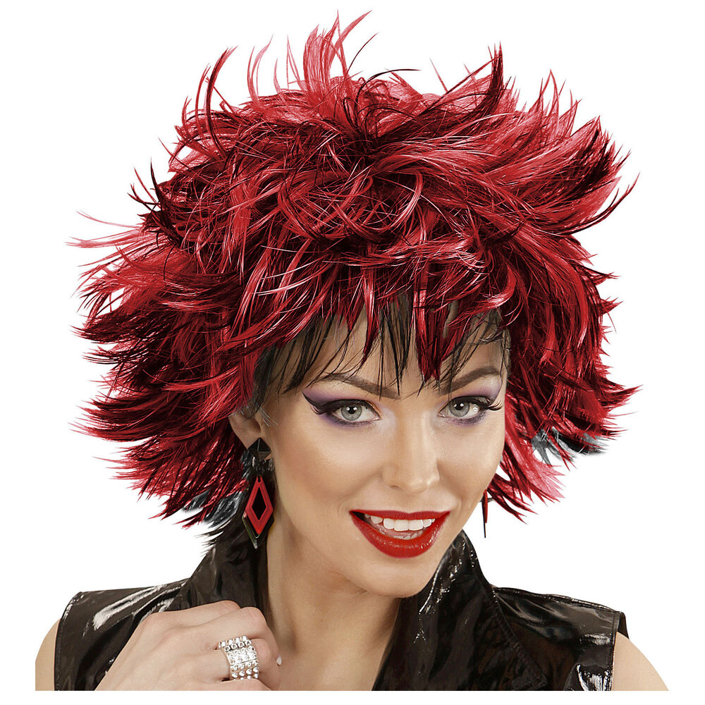 Zwart Rode Pruik - Partywinkel