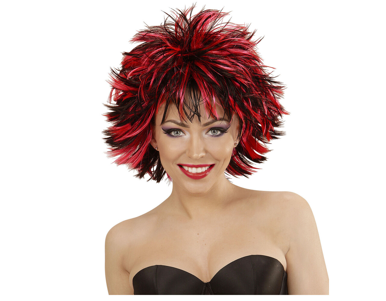 Zwart Rode Pruik - Partywinkel