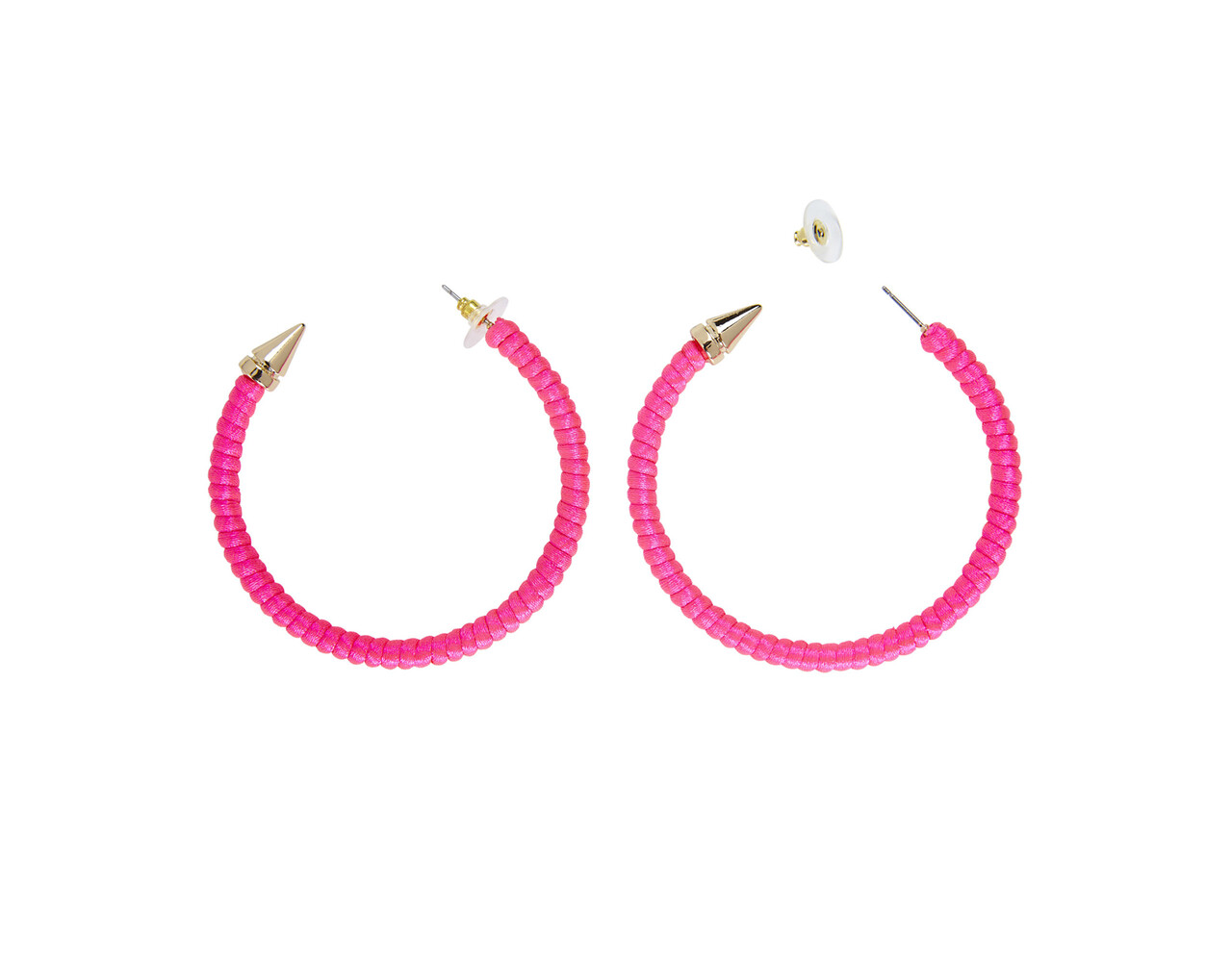 Neon Roze Oorbellen Ringen - Partywinkel