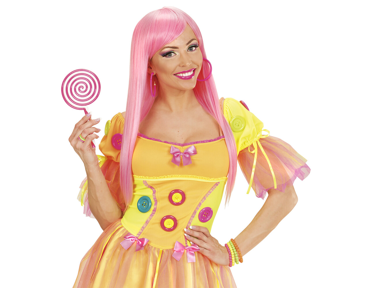 Neon Roze Oorbellen Ringen - Partywinkel