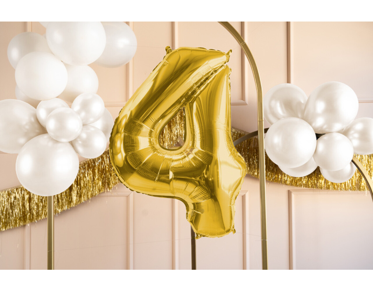 Foil Balloon Number ''4'', 72cm, light gold - Partywinkel