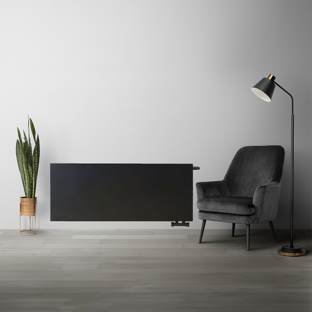 40x120 T11 - Paneelradiator C6 vlakke voorzijde Matt Zwart - Radiatordepot