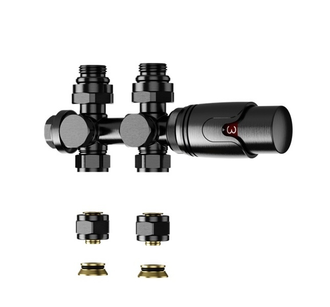 Thermostatisch Multi blok set - 16 mm - Gunmetal - Radiatordepot