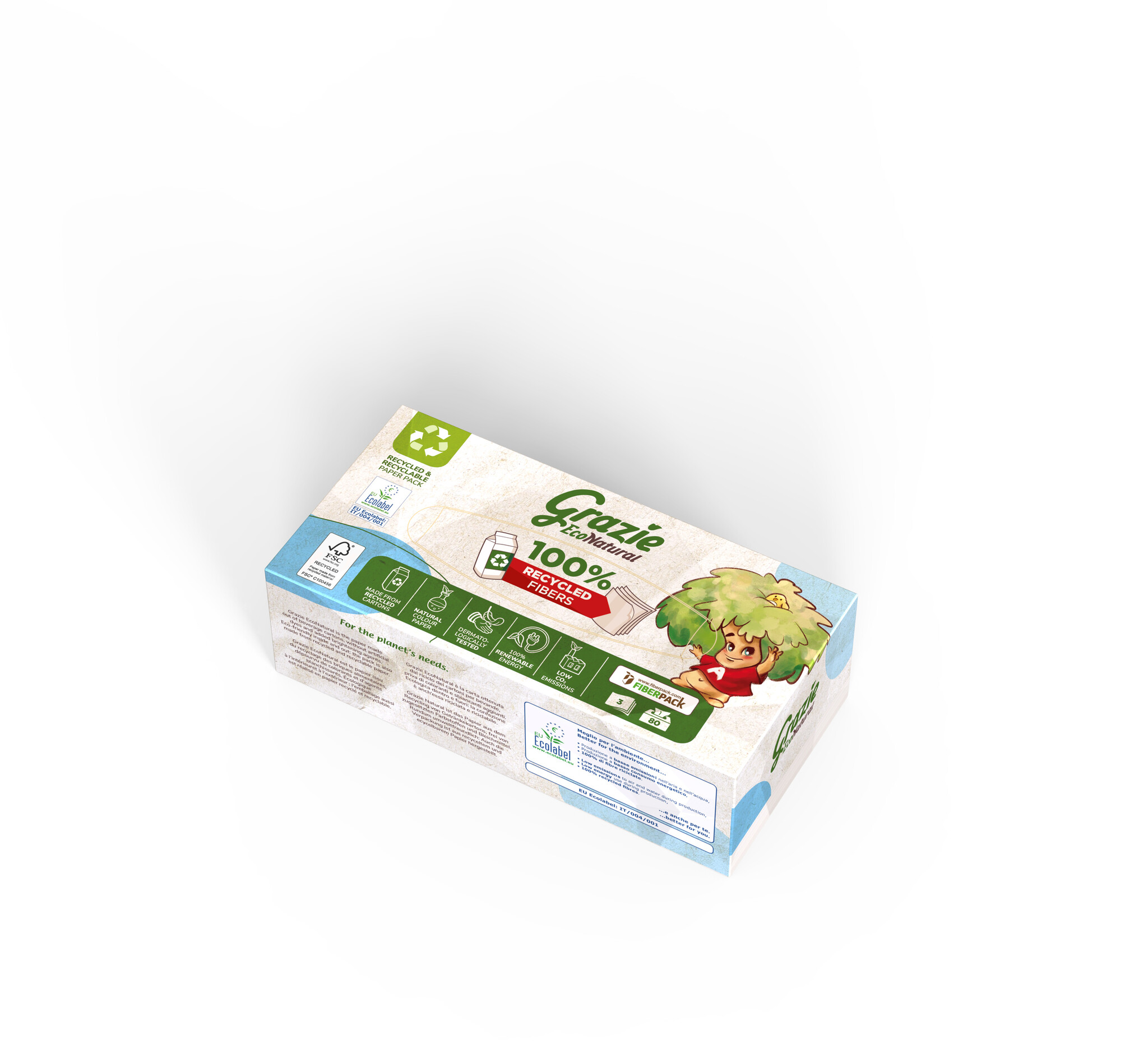 Grazie Natural - Recycled beverage carton - 3-layer - 80 tissues ...